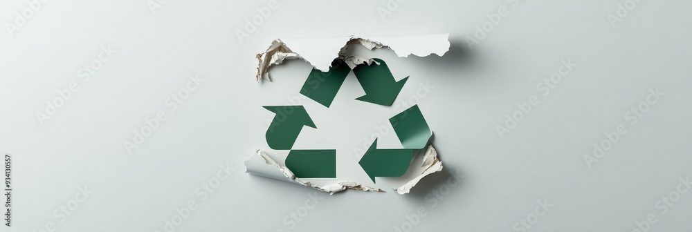 Green Recycle Symbol Through Torn Paper - The green recycle symbol is ...