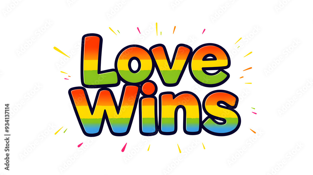 “Love Wins” text in a colorful rainbow font with celebratory vibes ...