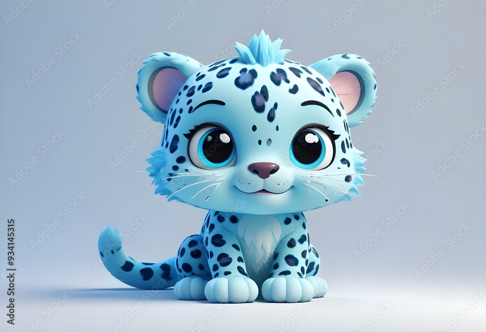 Cute toon colorful Leopard character smiling happy on neutrale ...