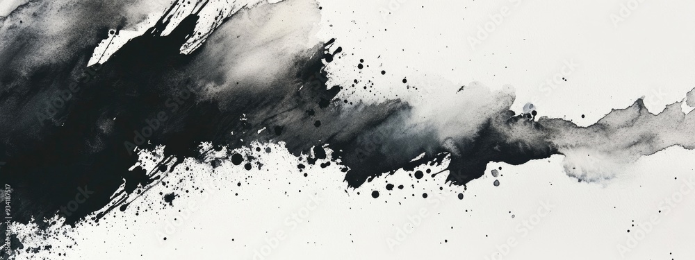 Watercolor depiction of black ink diffusing and soaking into white ...