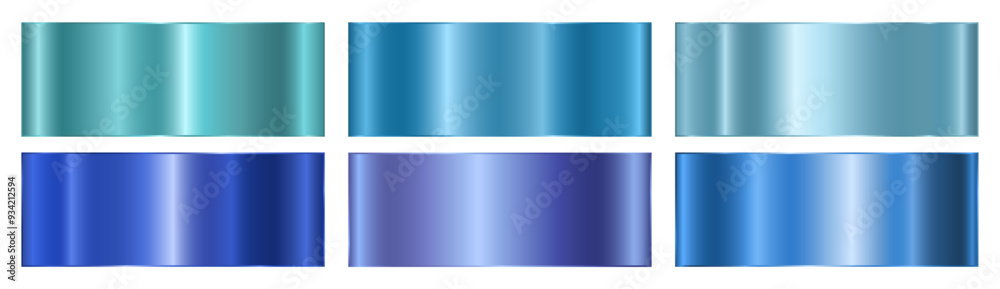 Blue metallic gradients on a white background. A banner with a metallic ...