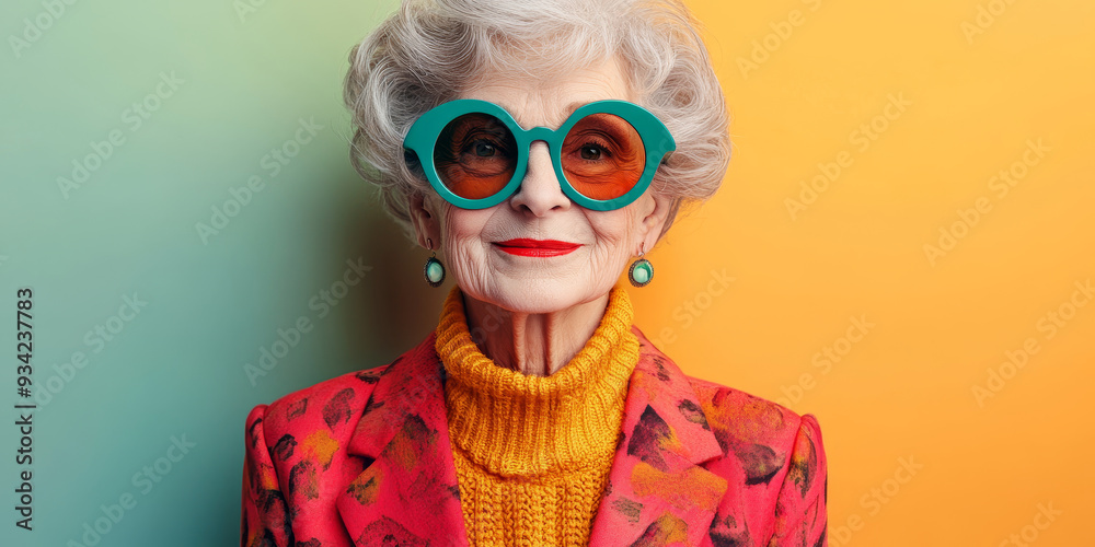 Funny grandmother portrait. Senior old woman dressing elegant for a ...