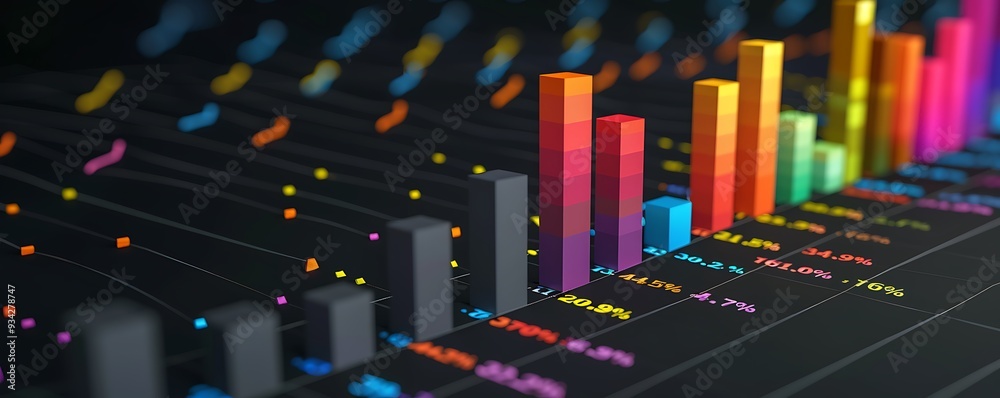 Bar graph presenting stock market sector performance, contrasting ...
