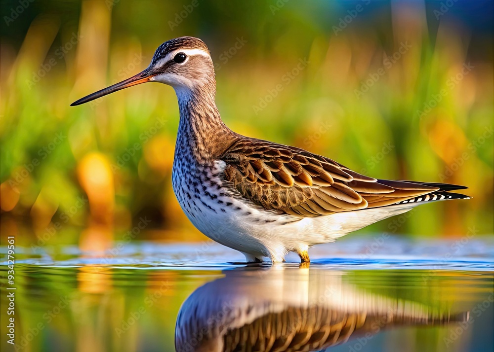 Small wading bird with distinctive white stripes on forehead, brown ...