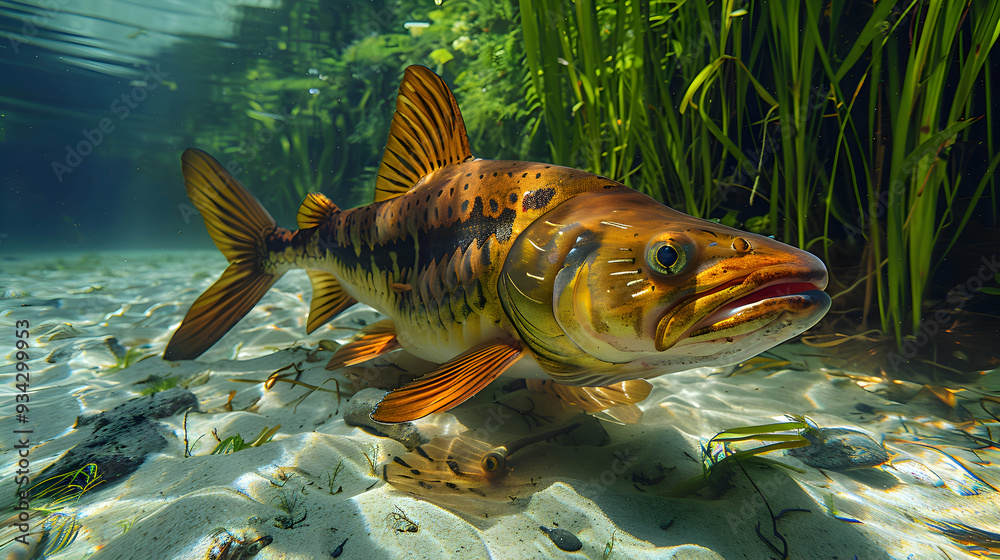 Amazon Armored Catfish swimming in clear waters, its unique body ...