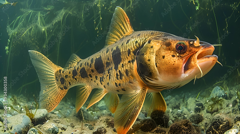 Amazon Armored Catfish swimming in clear waters, its unique body ...