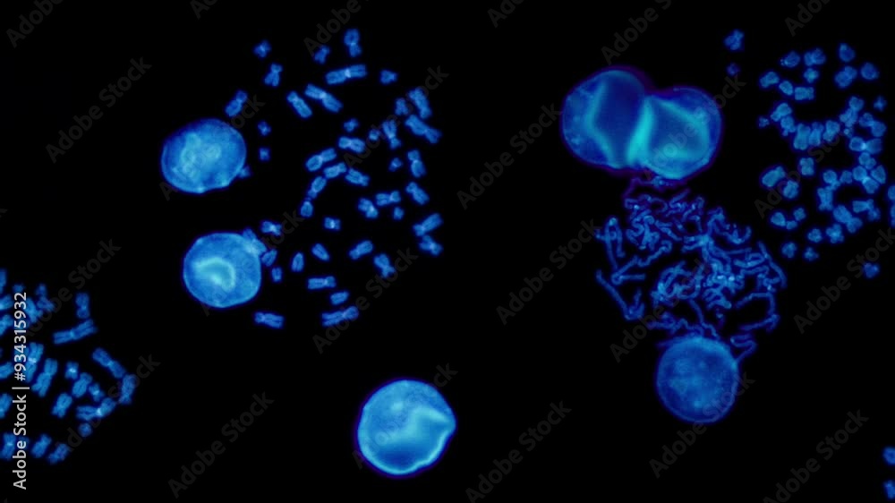 Chromosomes under fluorescence microscope, fluorescence in situ ...