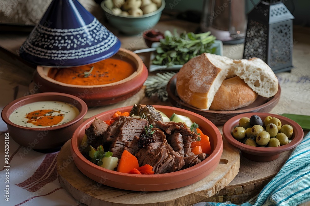 Authentic Moroccan Cuisine: Flavorful Meat and Vegetable Dish with Rich ...