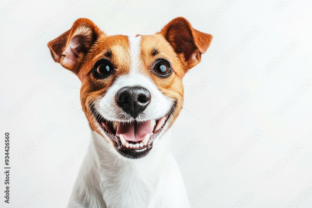 The funny and excited expression of a dog on a transparent background ...