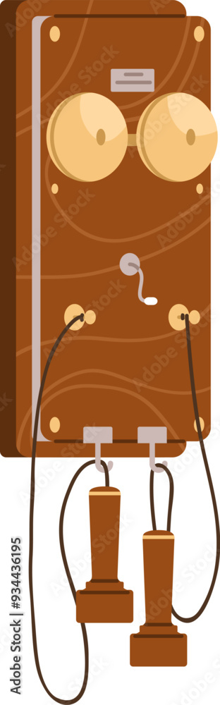 Vintage wall set. Old antique telephone of 1878 type. Wood phone ...