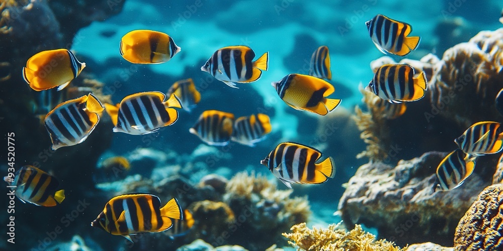 caesionidae shoal vacation animal aquarium aquatic atoll bench stripes ...