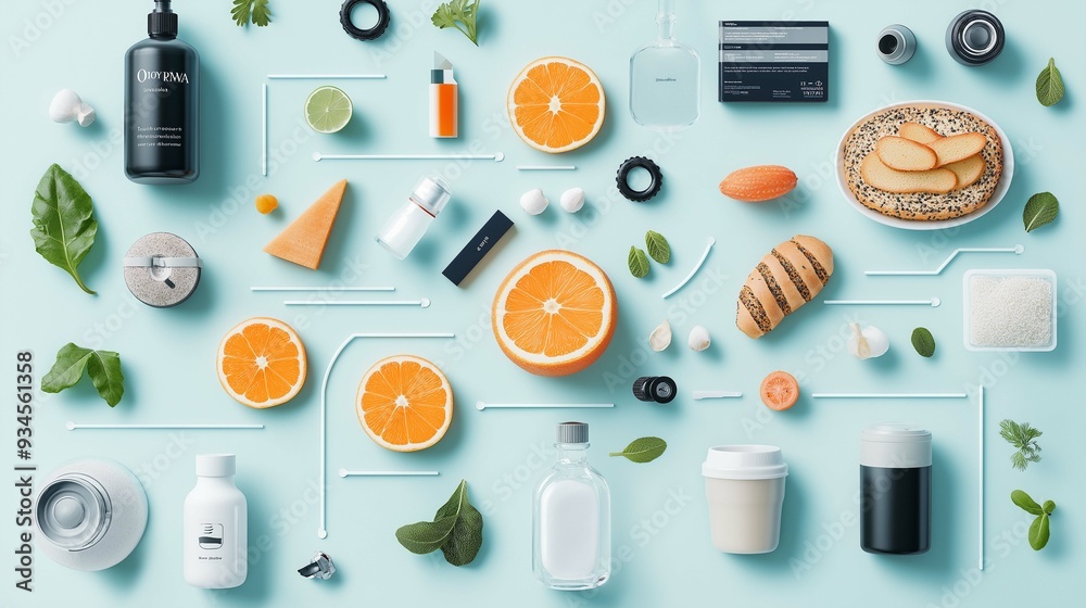 Realistic infographic of a morning routine with stretching, hydration ...