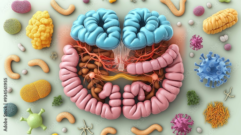 Ilustrace „Infographic of gut health, showing the digestive system and ...