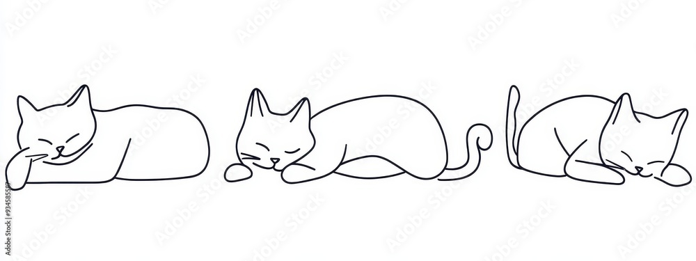 Cat continuous line one animal outline illustration drawing art pet ...