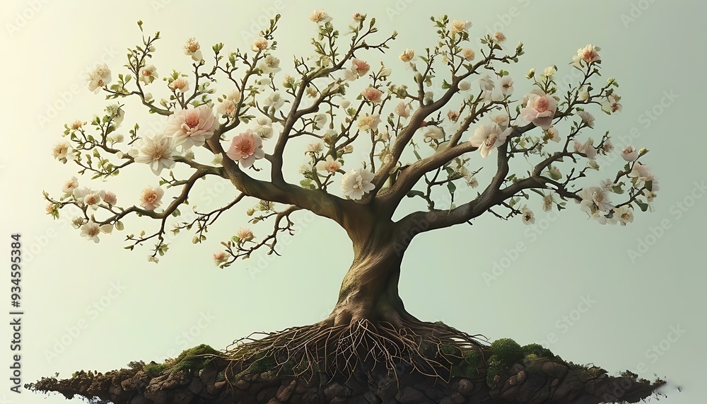 Growth and Healing A tree with roots symbolizing stability and branches ...