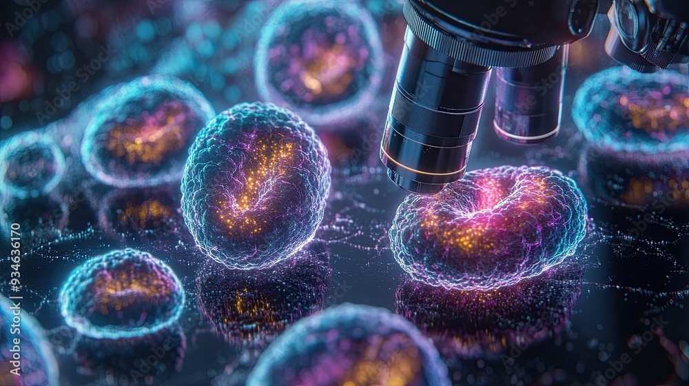 Cell Division - Mitosis with Chromosomes, a Microscope, a Cell Cycle ...