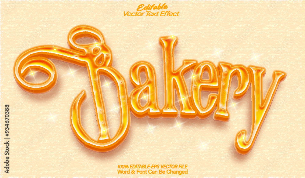 Bakery Vector Text Effect Editable Alphabet Bread Bake Bagel Cake Stock ...