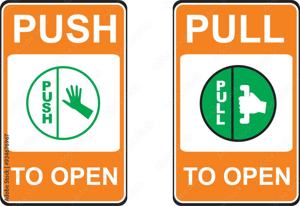 vector push pull sign for door Stock Vector | Adobe Stock