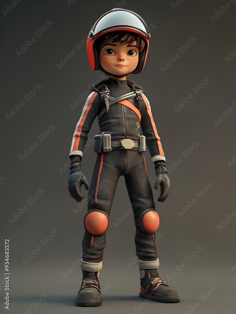 Full Body 3D Animated Stuntman Character Wearing a Helmet and ...