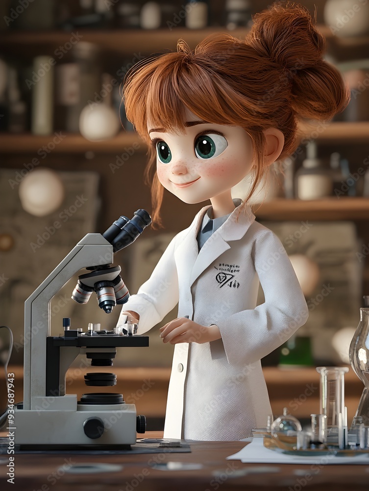 Digitally rendered 3D animated full body image of a young female ...