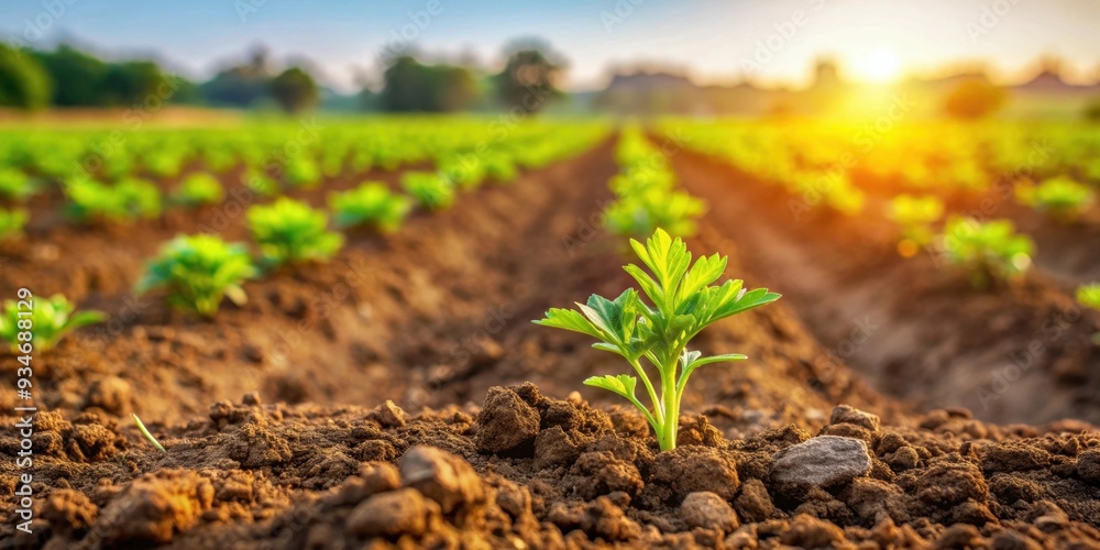 Cartesian plant growing in Indian farm field, agriculture, technology ...