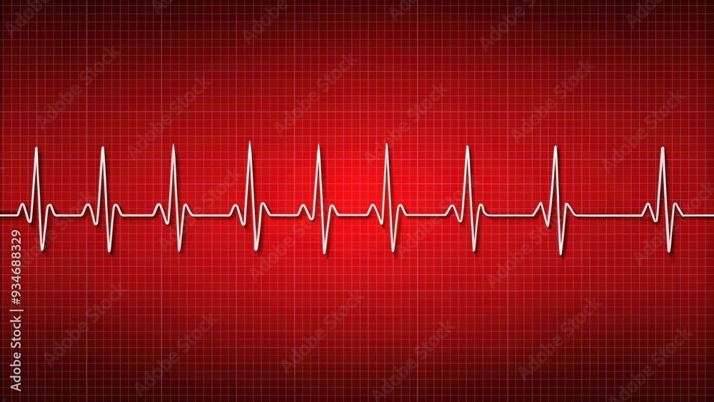 Cardiogram pattern on red background, heart, heartbeat, medical ...