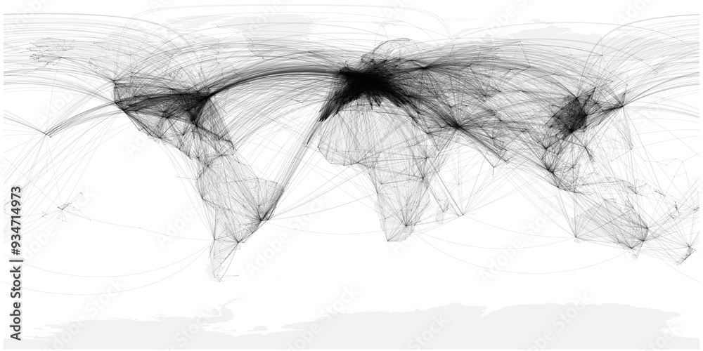 World flight route map | World flight path map Stock Illustration ...