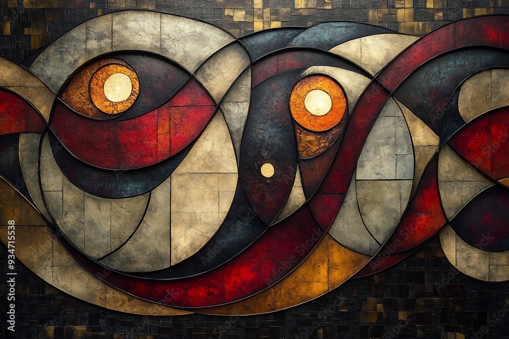 Neovictorian Steampunk Abstract mural blending elegance of Victorian ...