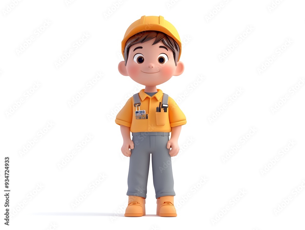 3D animation of a full body boy wearing a web developer uniform ...