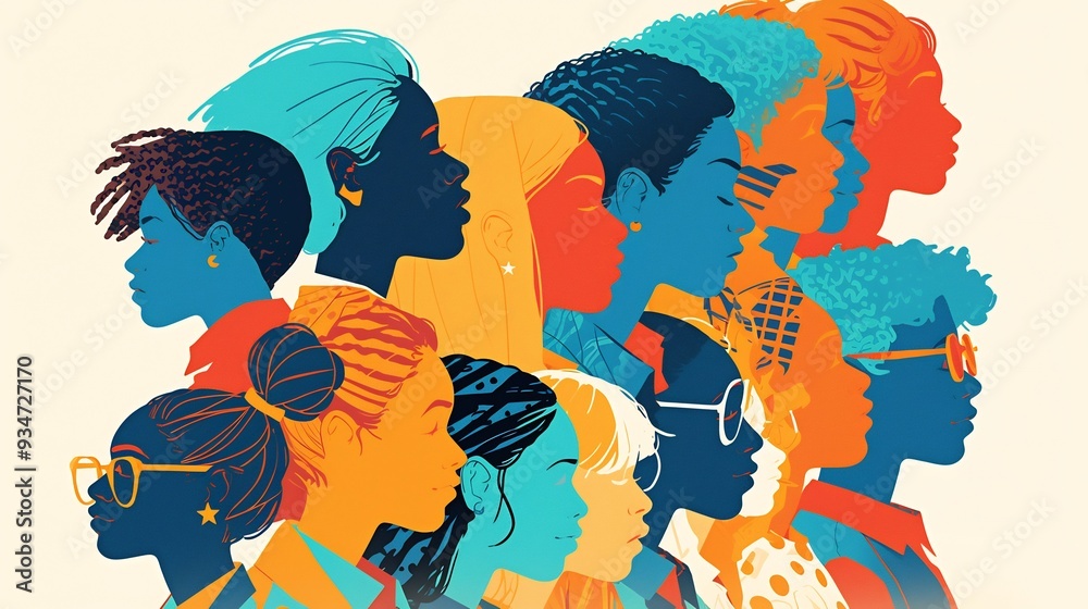 Diversity Spectrum abstract image where diverse human figure arranged ...