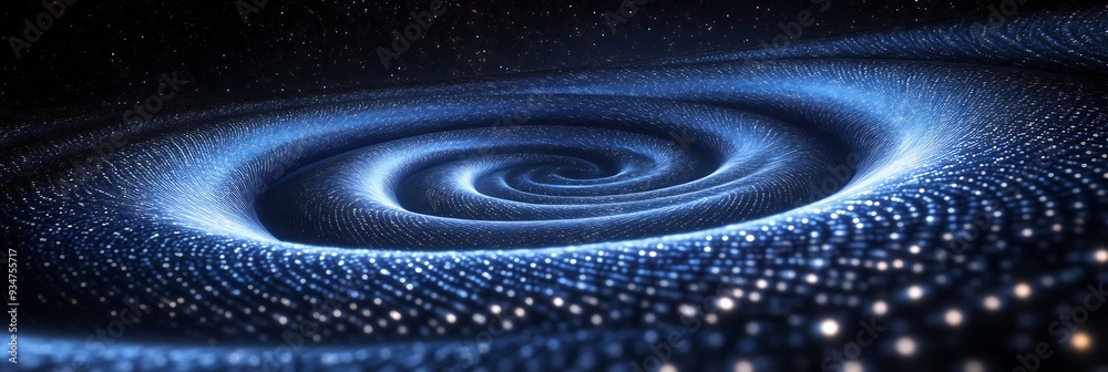 Spacetime distortion around a black hole visualized as a 3D spiral with ...