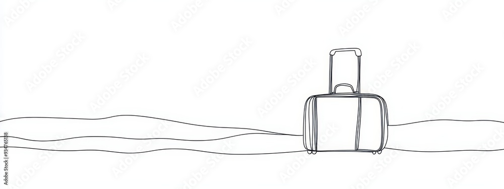 Suitcase line travel luggage continuous art bag drawing outline icon ...