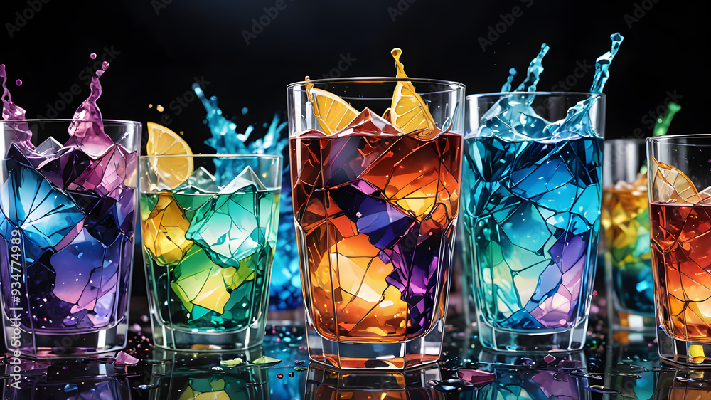 glass broken glass effect with intricate details and backgrounds that ...