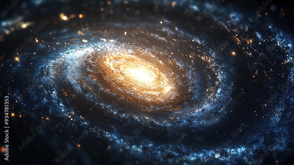 Stunning Spiral Galaxy in Space, Centered with White Arms and Glowing ...