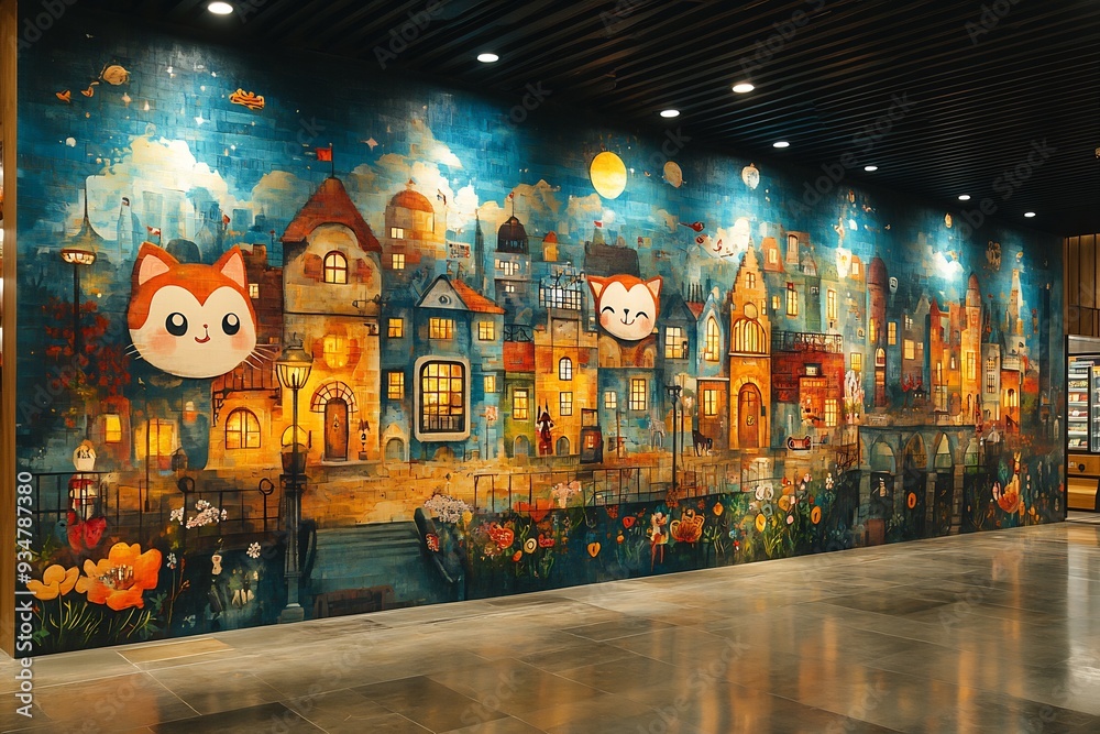 2d Animation Breaking into 3D Reality mural where scene 2D animation ...