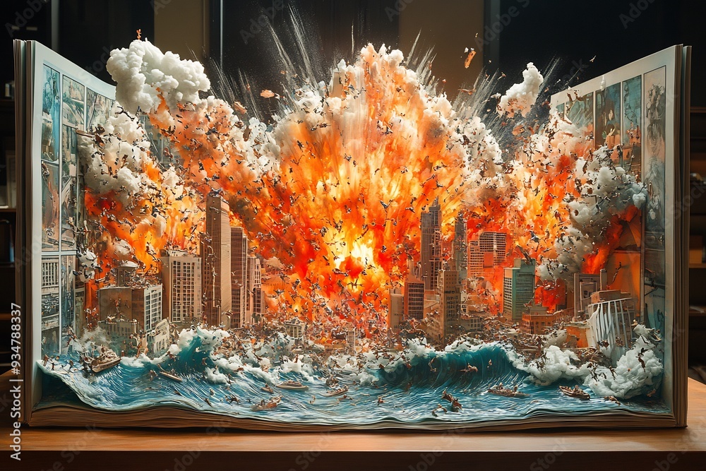 2d Comic Strips Exploding into 3D Scenes poster where scene 2D comic ...
