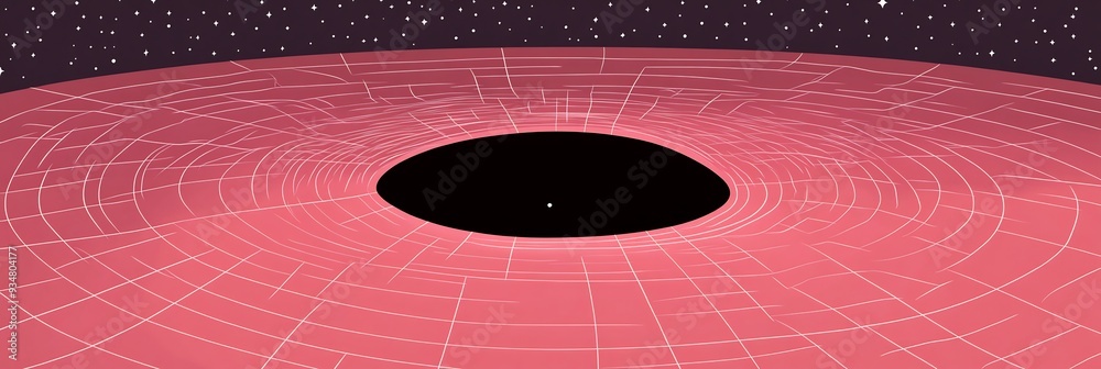 Black hole depicted with a 3D gravitational pull that bends and ...