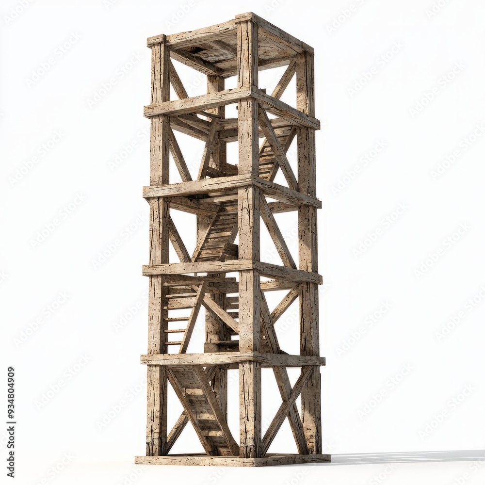 3D Render of a siege tower with multiple levels and protective shields ...