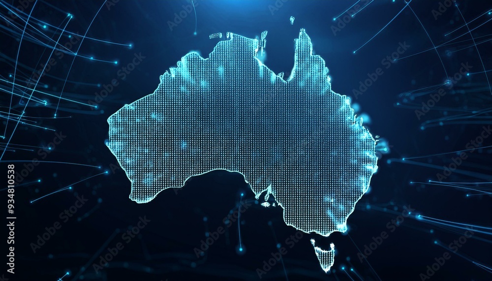 Digital map of Australia, concept of global network and connectivity ...