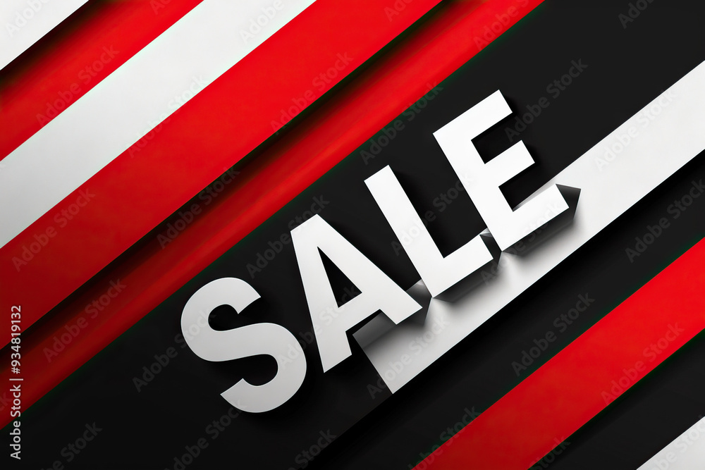 Black, red, and white SALE sign with bold text and logo on a vibrant ...