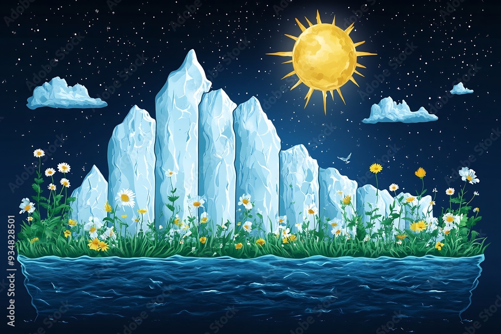 Vector art depicting the domino effect of Climate Change with each ...