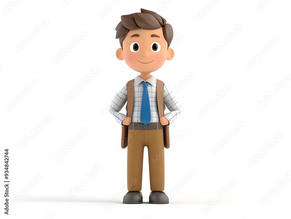 3D animated full body character of a young boy wearing a teacher s ...