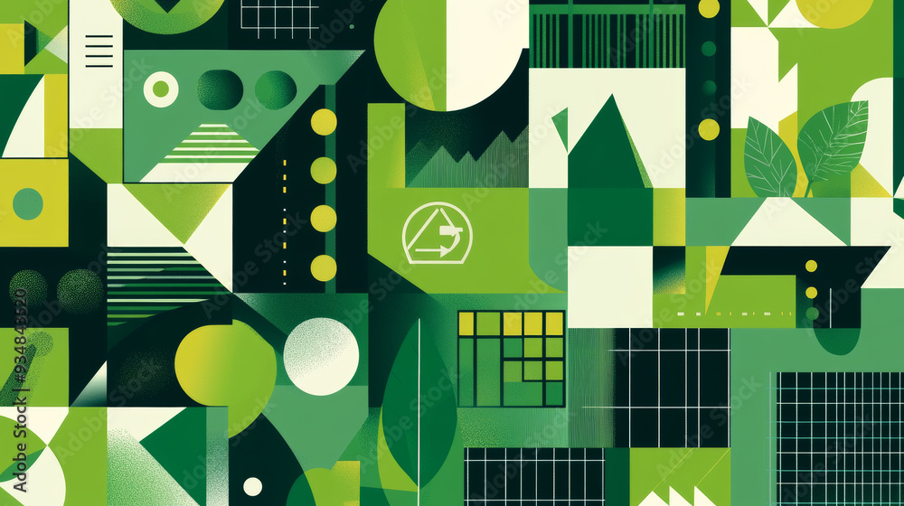Green energy, abstract geometric Bauhaus pattern related to the ...