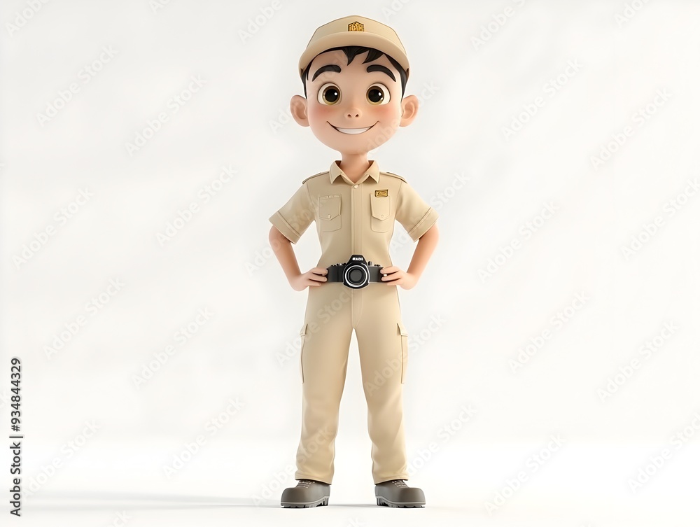 3D rendered full body animation of a young boy wearing a professional ...