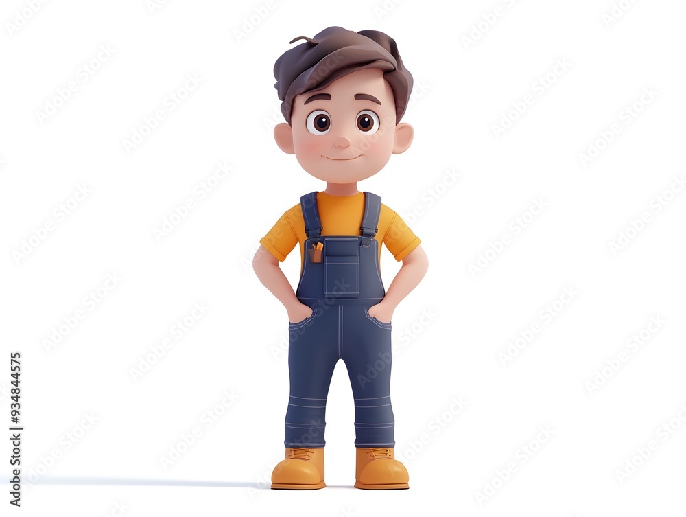 3D animation of a full body boy in a software developer uniform ...
