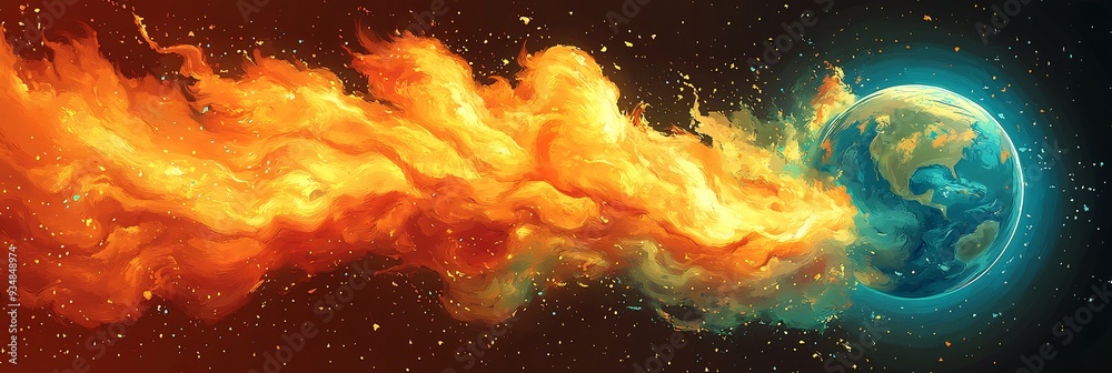 Vector art representation of the greenhouse effect with layers of the ...