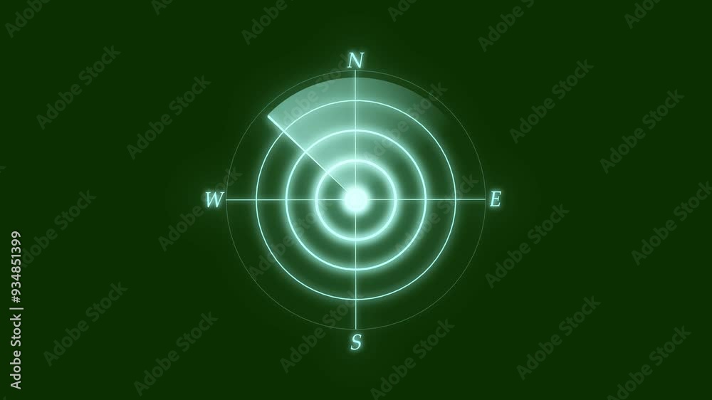 Abstract Digital Sonar Radar Screen Technology Animation. Futuristic ...