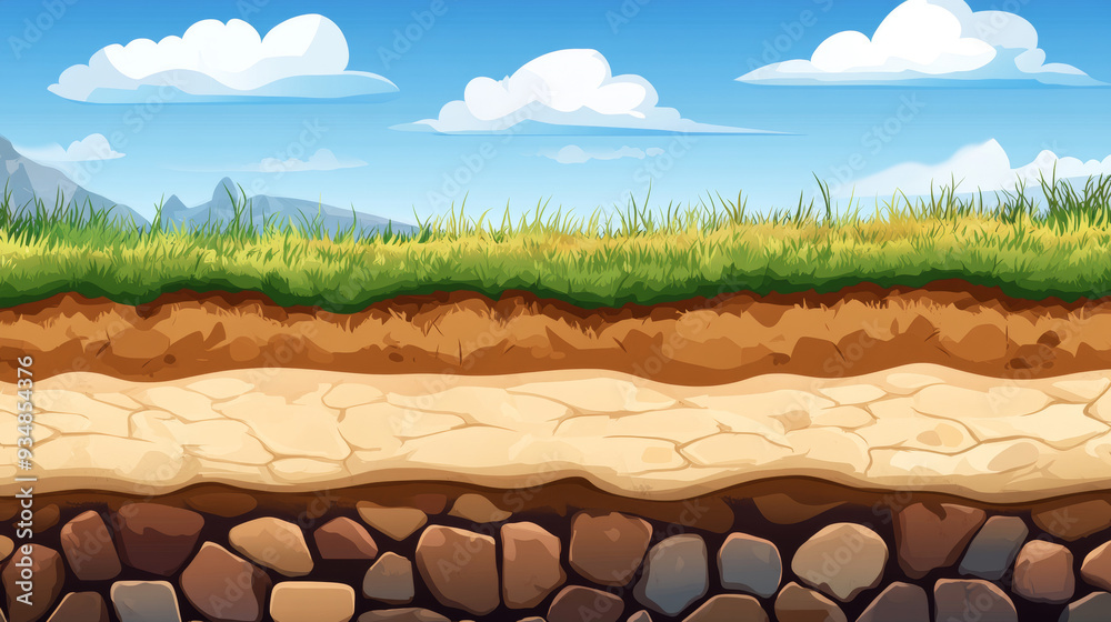 Seamless vector game level texture depicting soil ground and ...