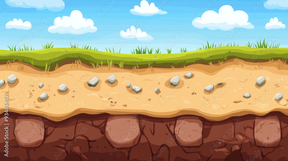 Seamless vector game level texture depicting soil ground and ...