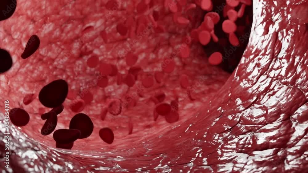 Movement of red bloodstream cells within human blood vessels, Red Blood ...
